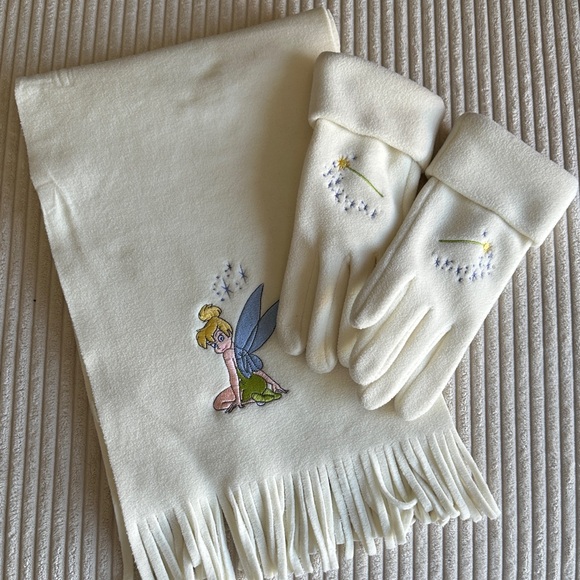 Disney | Accessories | Disney Cream Kids Mittens And Scarf Set With ...